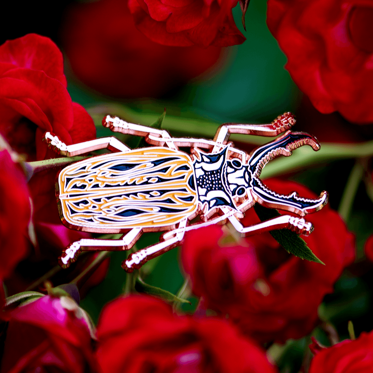 Sabertooth Longhorn Male Beetle Enamel Pin