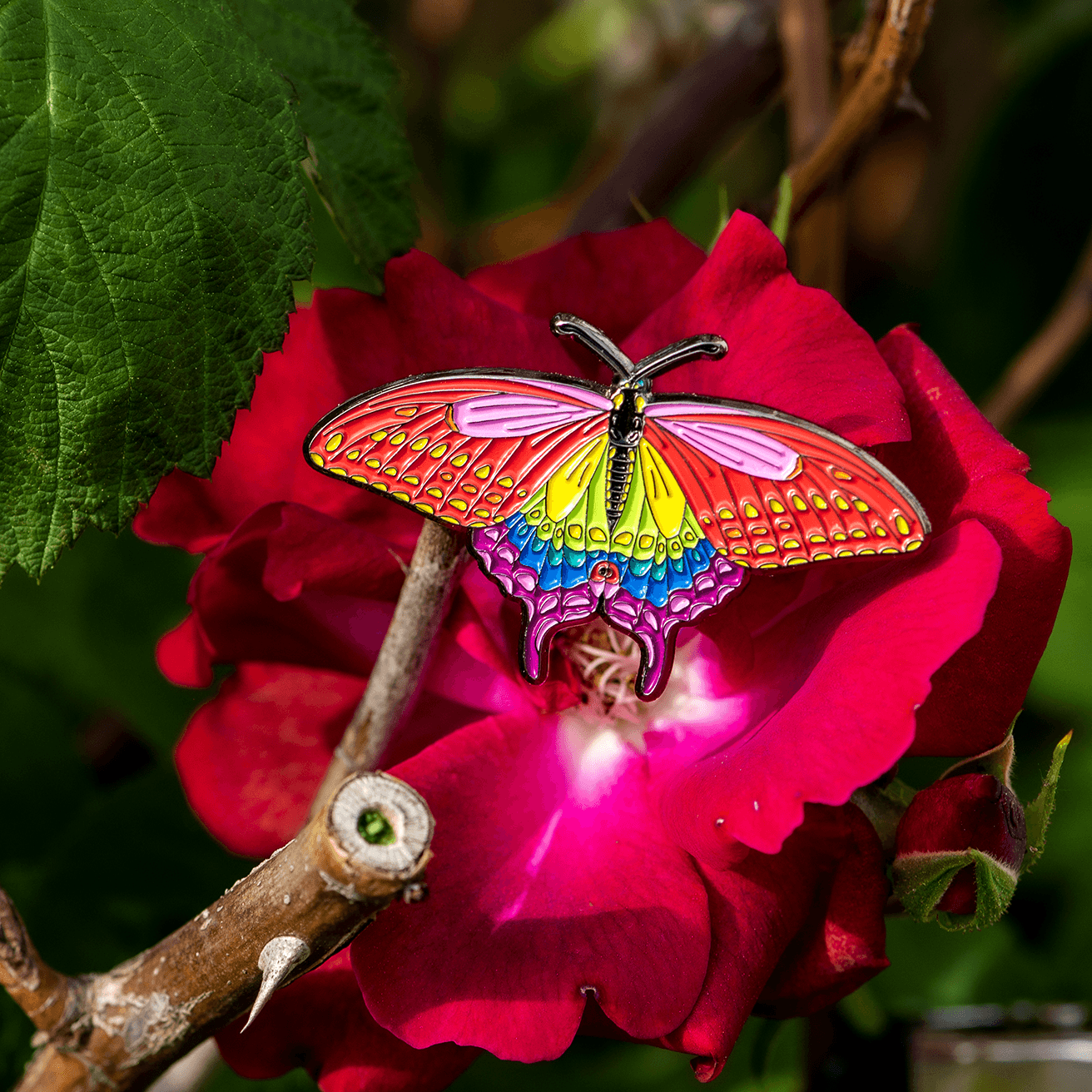 Rainbow Swallowtail Butterfly Enamel Pin